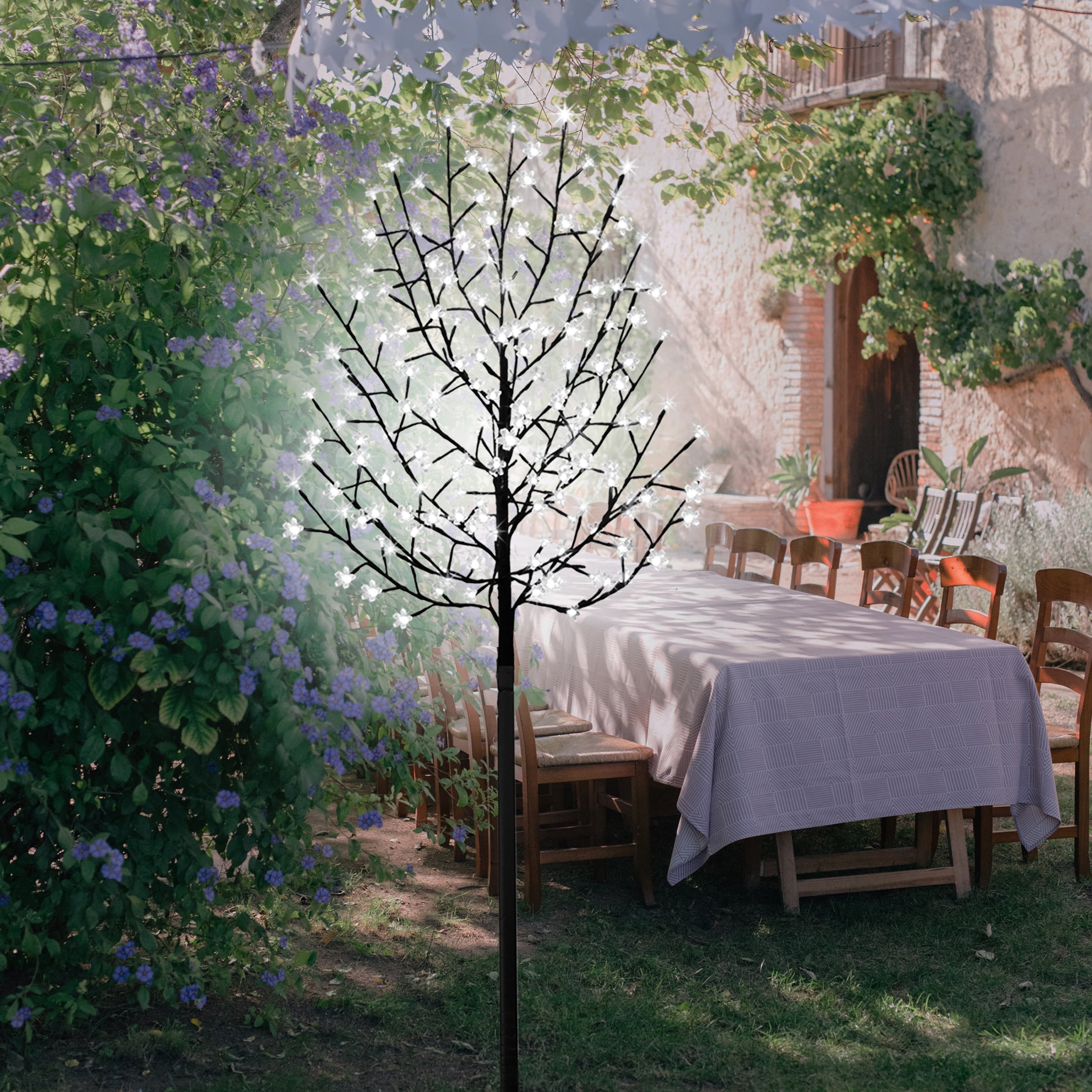 Fuchsun 6ft LED Cherry Blossom Tree Light, Blink Modes, Outdoor Garden ...