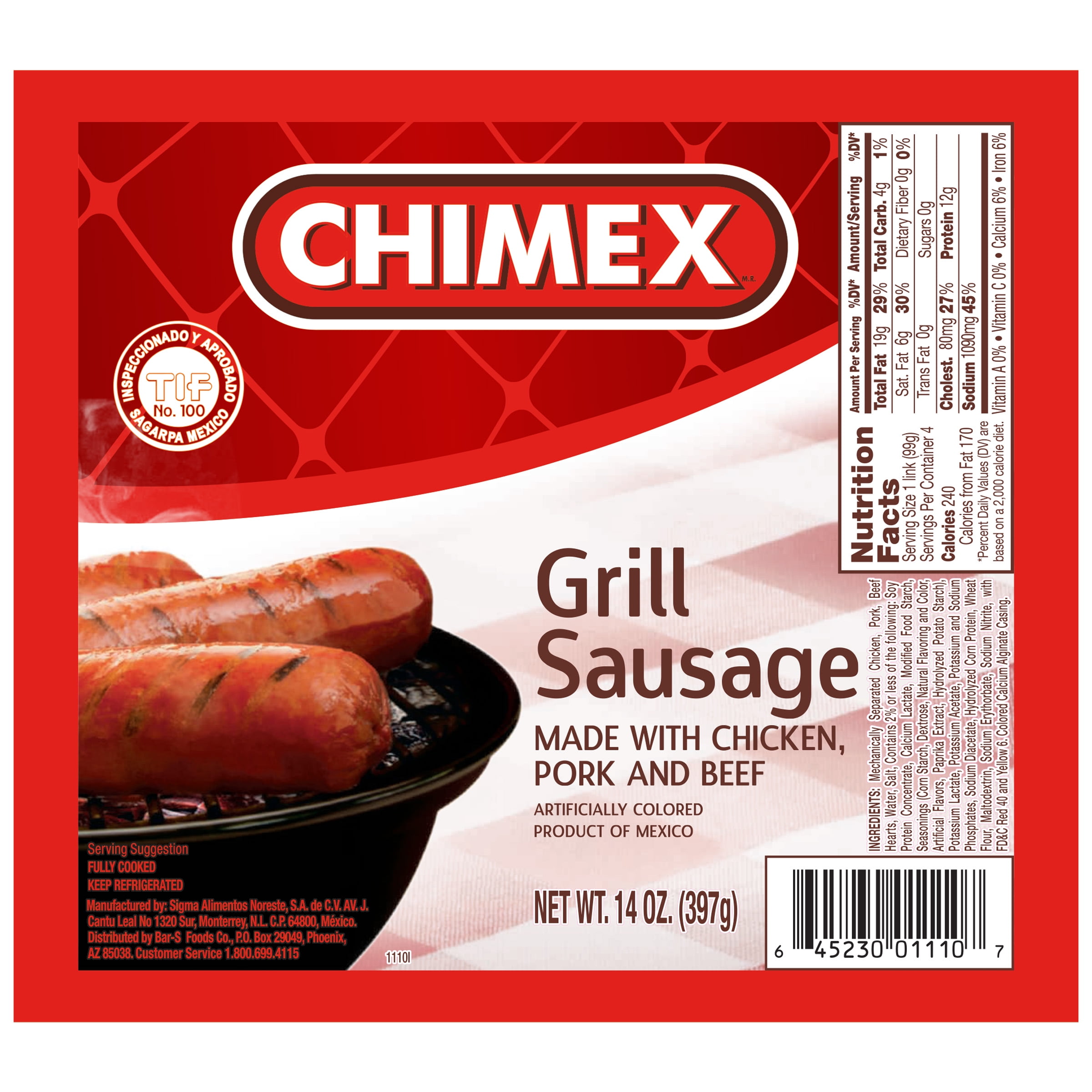 FUD Chimex Grilling Sausage, 14 oz (Refrigerated, Fully Cooked) - Walmart.com