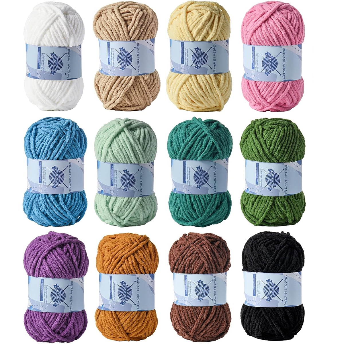Fuebueo Clearance Chunky Chenille Yarn for Crocheting,Fluffy Soft Jumbo ...