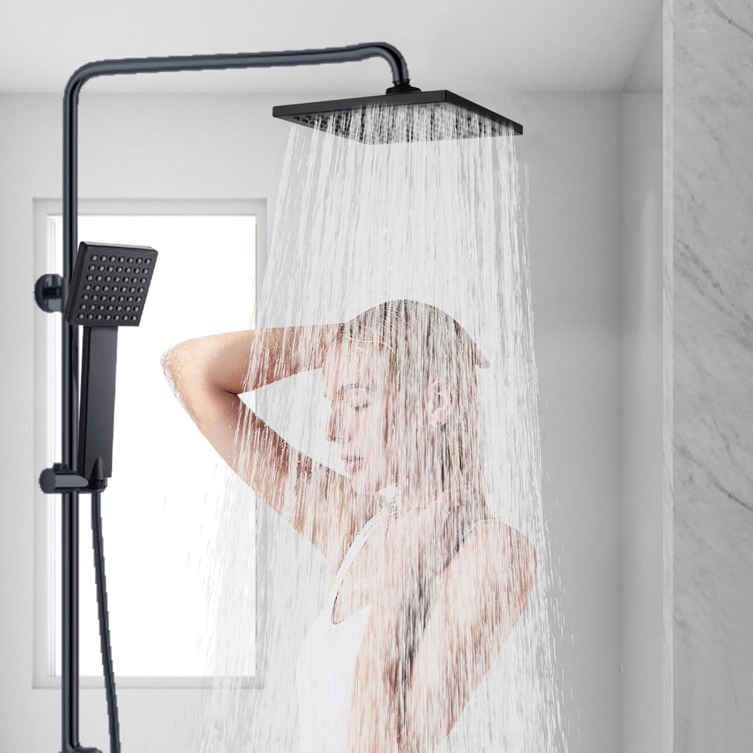 Fuebueo High Pressure Rain Shower Head Combo - Wide Rainfall Showerhead ...