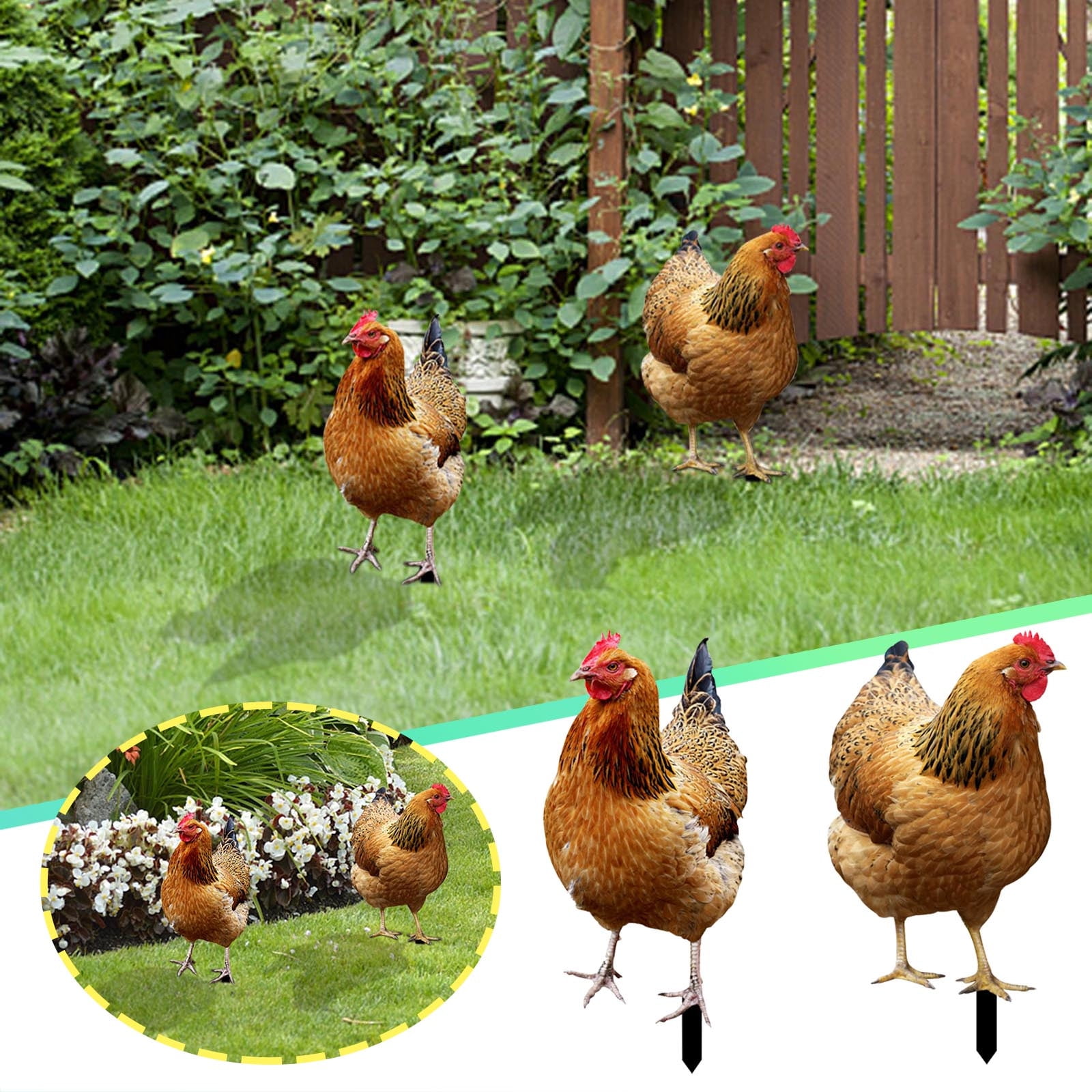 Fuebueo Rooster Yard Decorations Outdoor Garden Chicken Statues Rooster ...