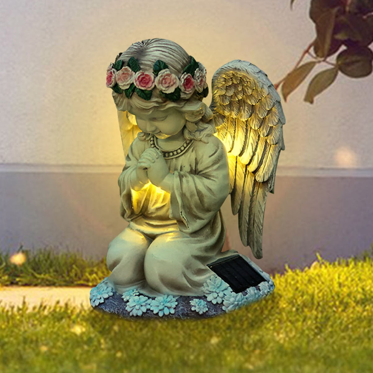 Fuebueo Solar Angel Garden Statue Outdoor Decor,Praying Angel Sculpture ...