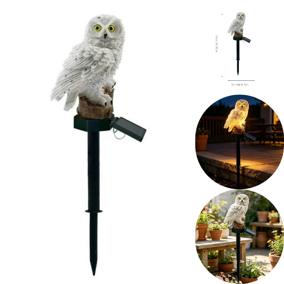 Fuebueo Solar Owl Light Outdoor Garden Stake, Waterproof LED Pathway ...