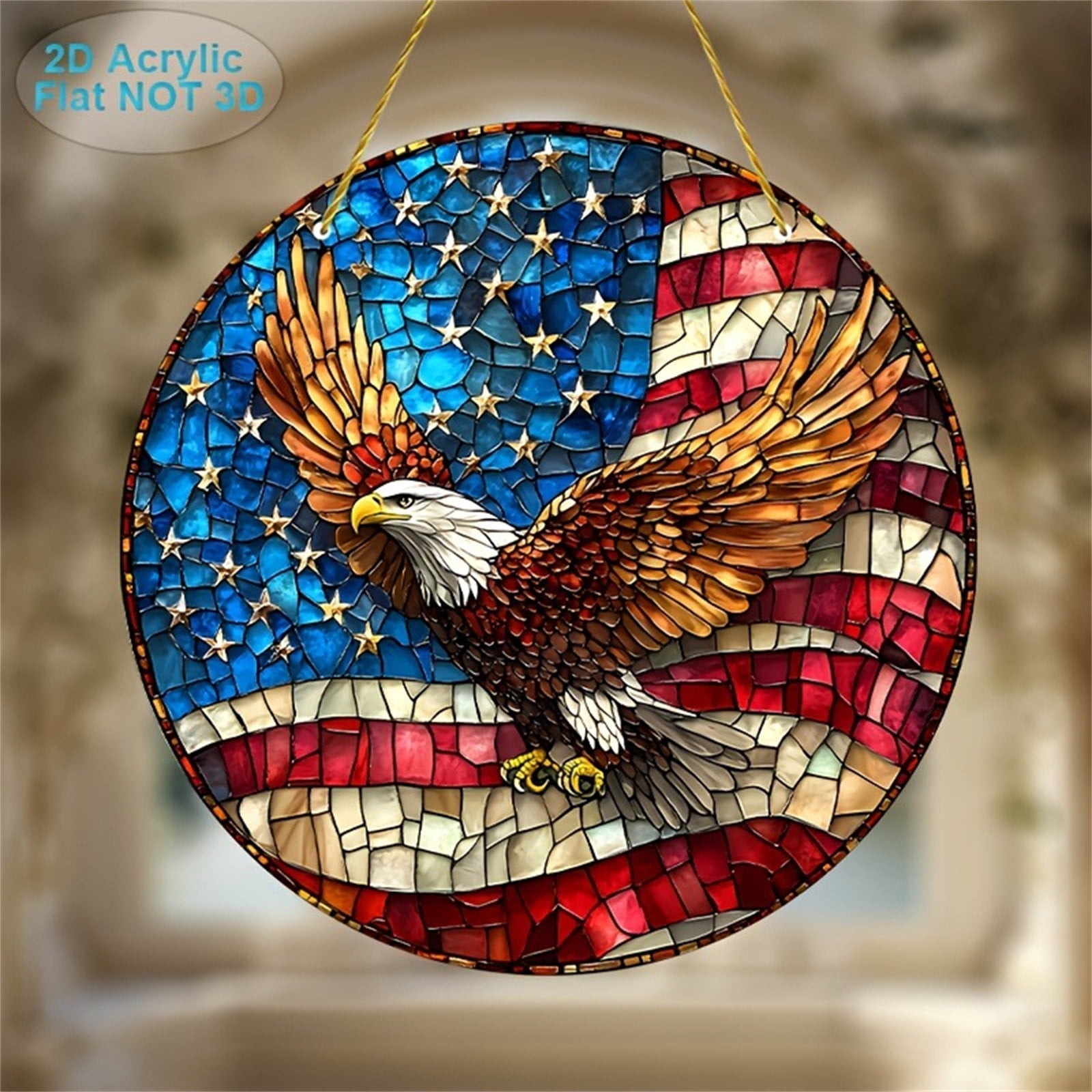 Fuebueo Suncatchers for Window Hanging Clearance 4th of July Bald Eagle Suncatcher Patio Decor ...