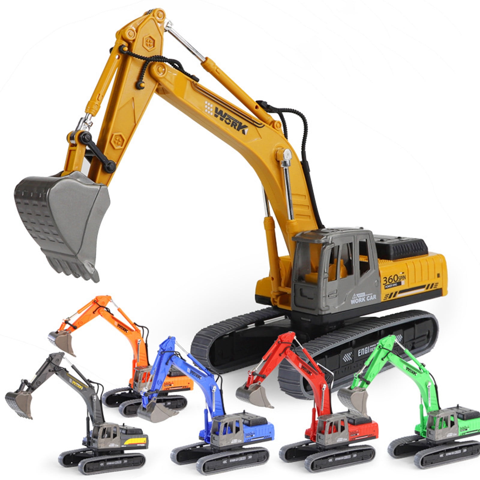 Fuebueo Toy Excavator,Push and Go Vehicle Car Toy, Kids Birthday Gifts ...