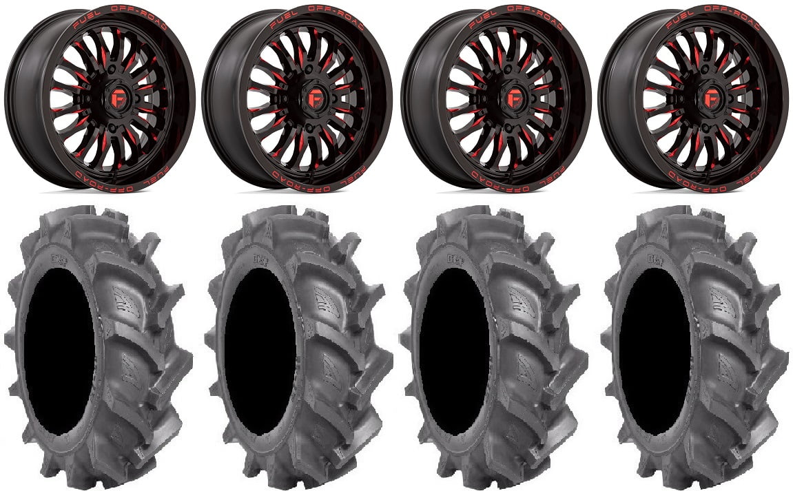 Fuel ARC 20" Wheels Red 35" BKT AT 171 Tires Can-Am Maverick X3 / Honda ...