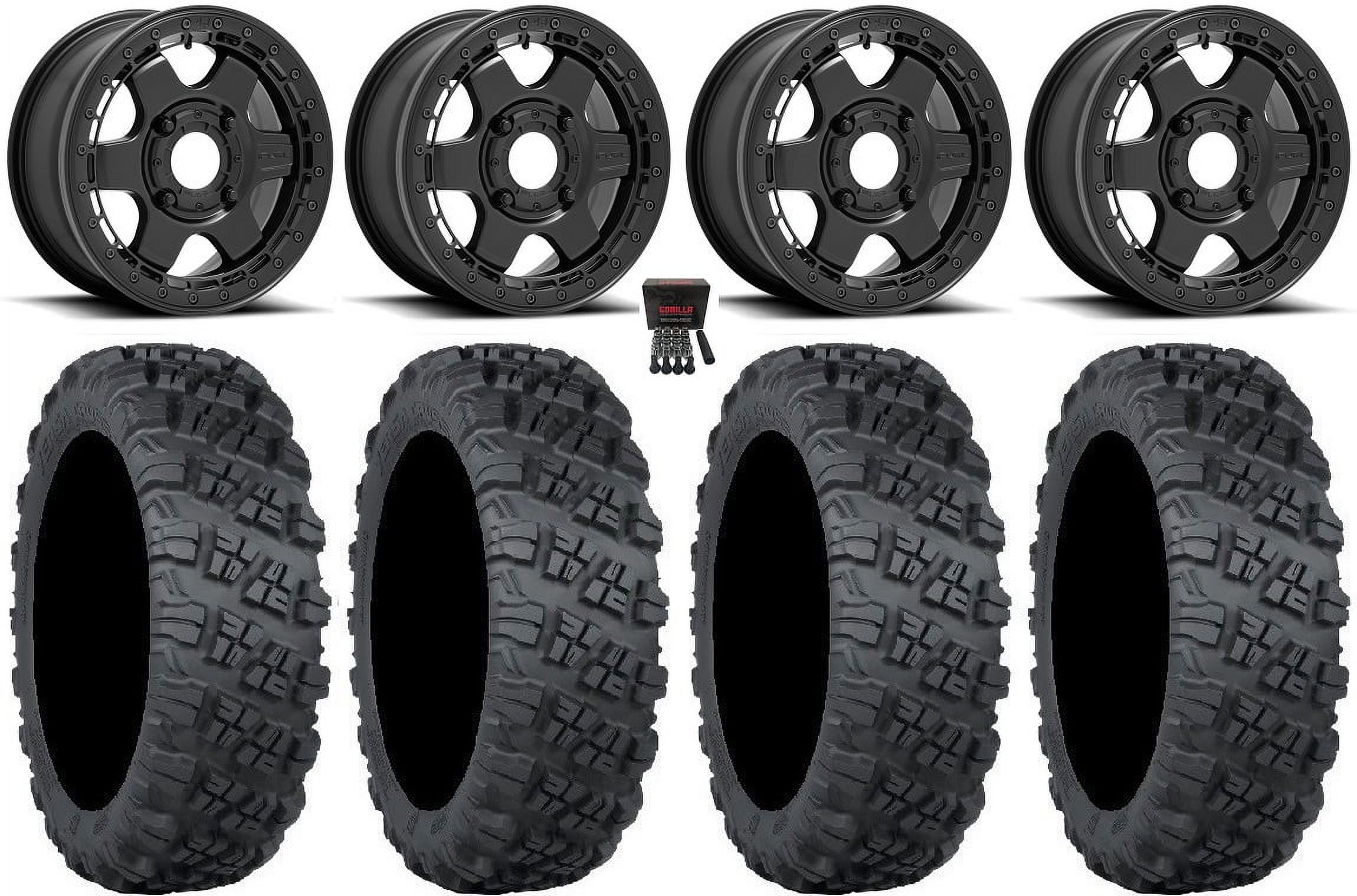 Fuel Block Beadlock 15" Wheels Black 32" Versa Cross V3 Tires Can-Am ...