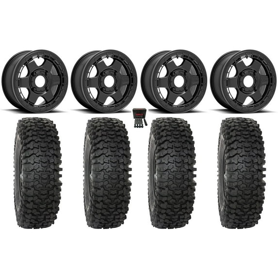 Fuel Block Beadlock 15" Wheels Black 37" RC500 Tires Can-Am Maverick X3 ...