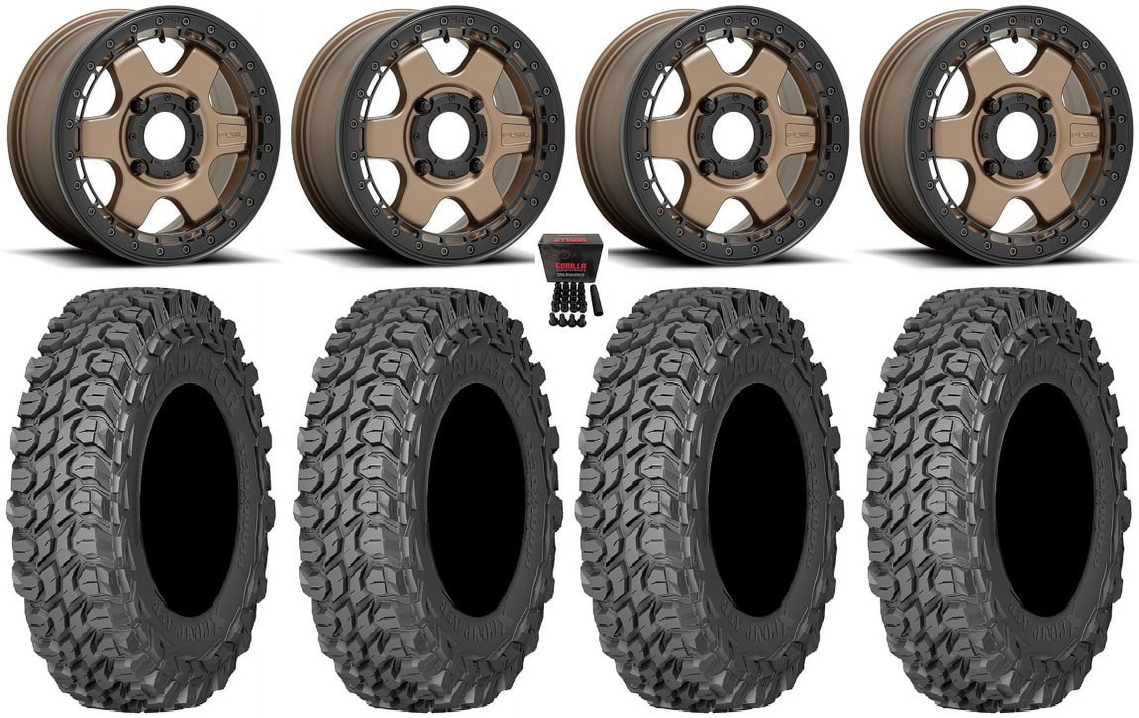Fuel Block Beadlock 15" Wheels Bronze 32" X Comp ATR Tires Polaris RZR ...