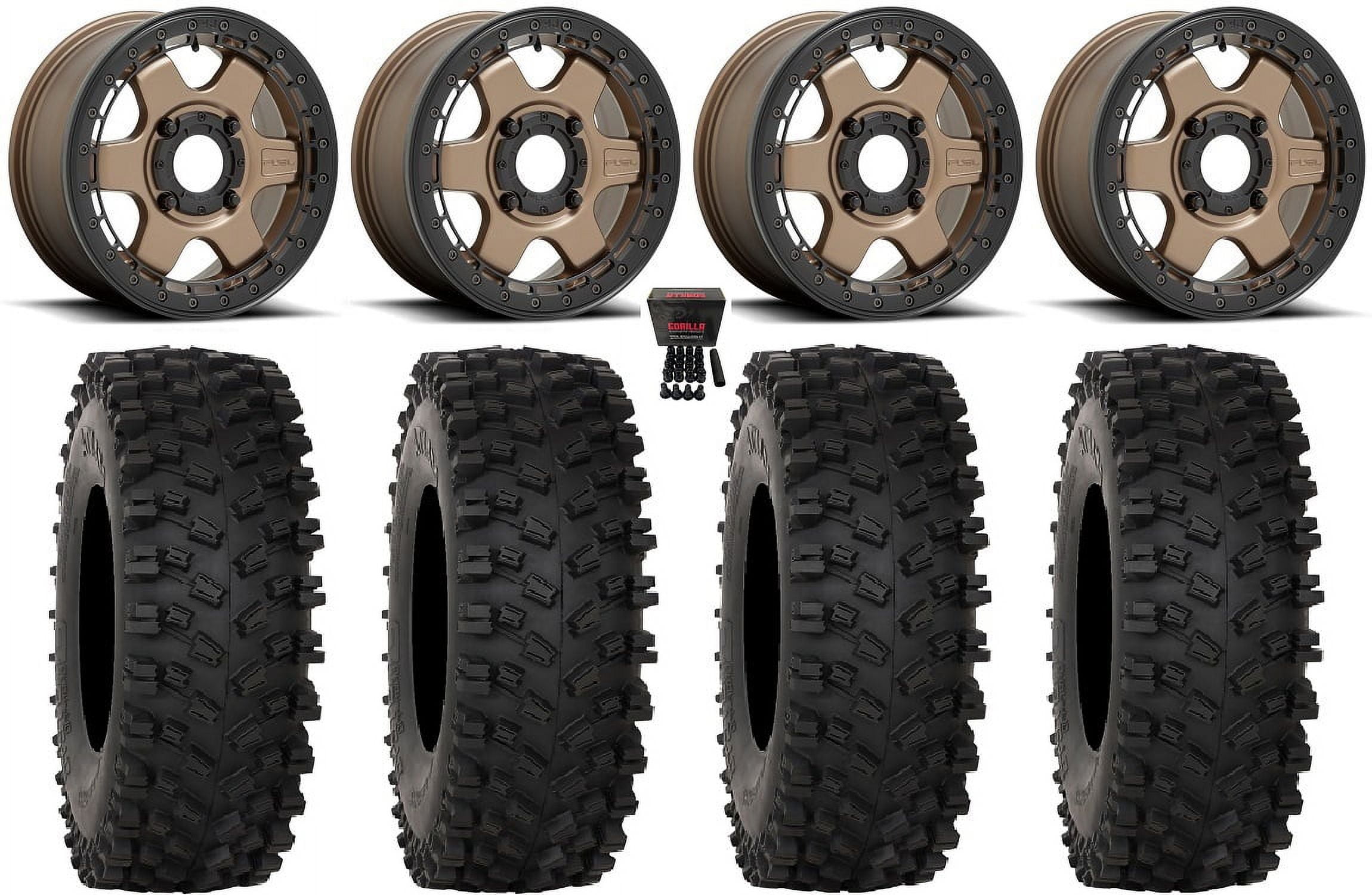 Fuel Block Beadlock 15" Wheels Bronze 35" ATX470 Tires Polaris RZR XP ...