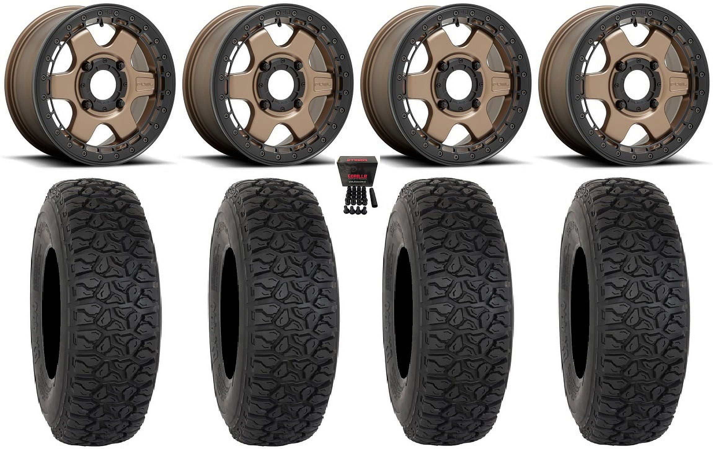 Fuel Block Beadlock 15" Wheels Bronze 35" DX440 Tires Polaris RZR XP ...
