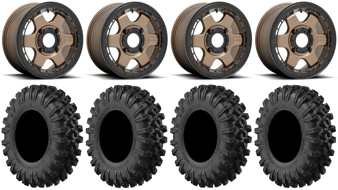 Fuel Block Beadlock 15" Wheels Bronze 37" MotoRavage XL Tires Polaris ...