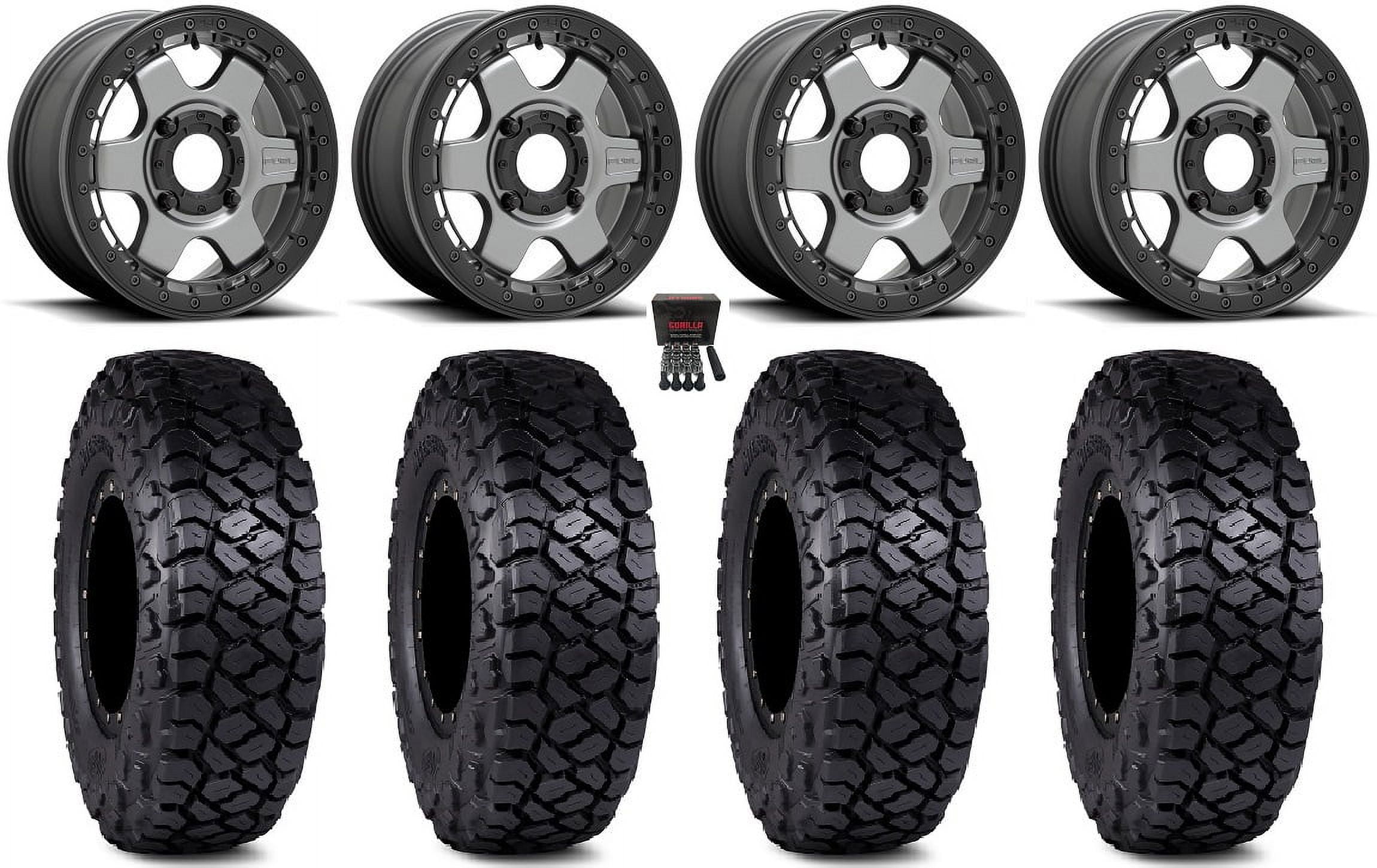 Fuel Block Beadlock 15" Wheels Gunmetal 32" Intersect Tires Can-Am ...