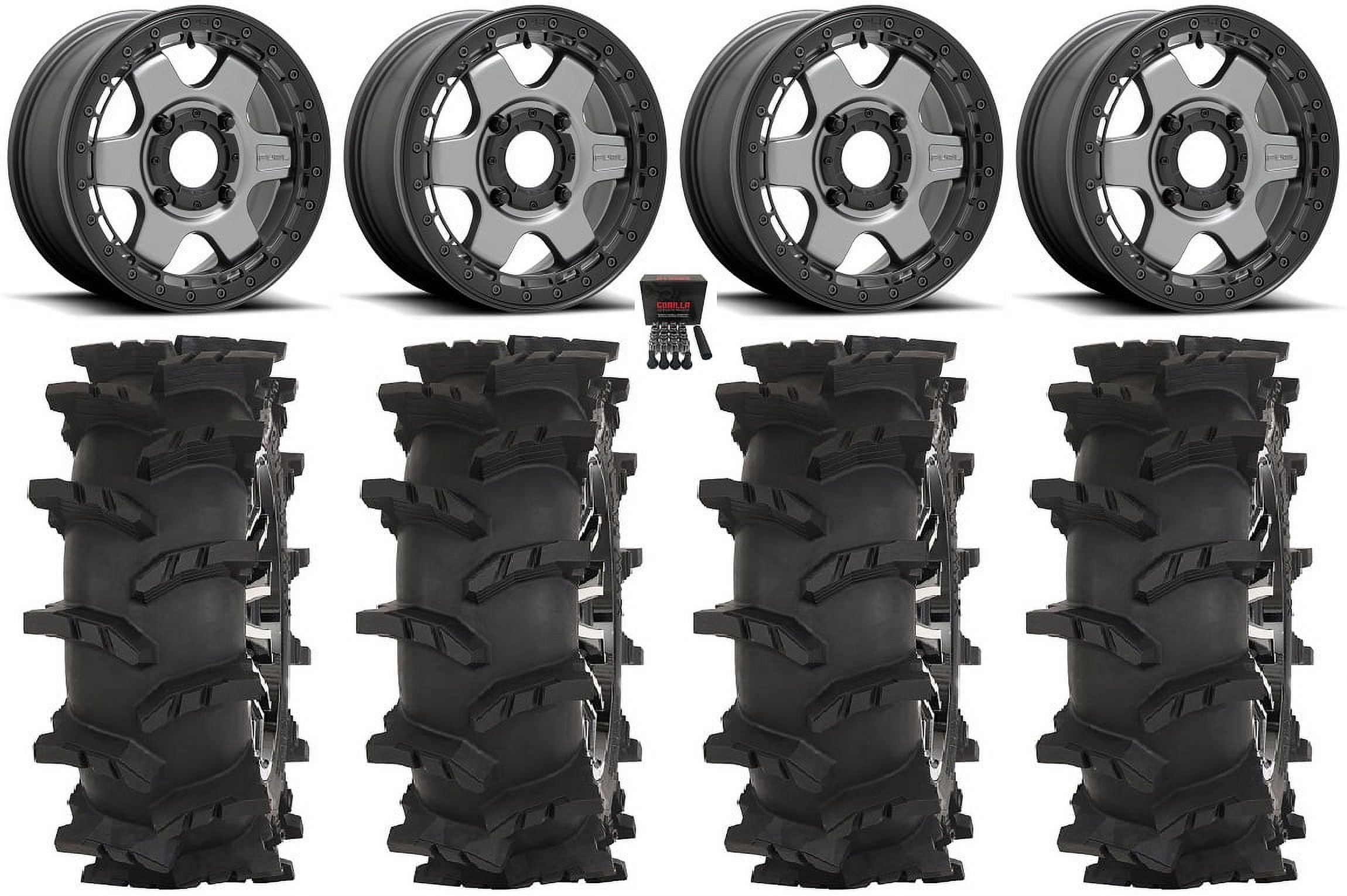 Fuel Block Beadlock 15" Wheels Gunmetal 33" Outlaw Max Tires Can-Am ...