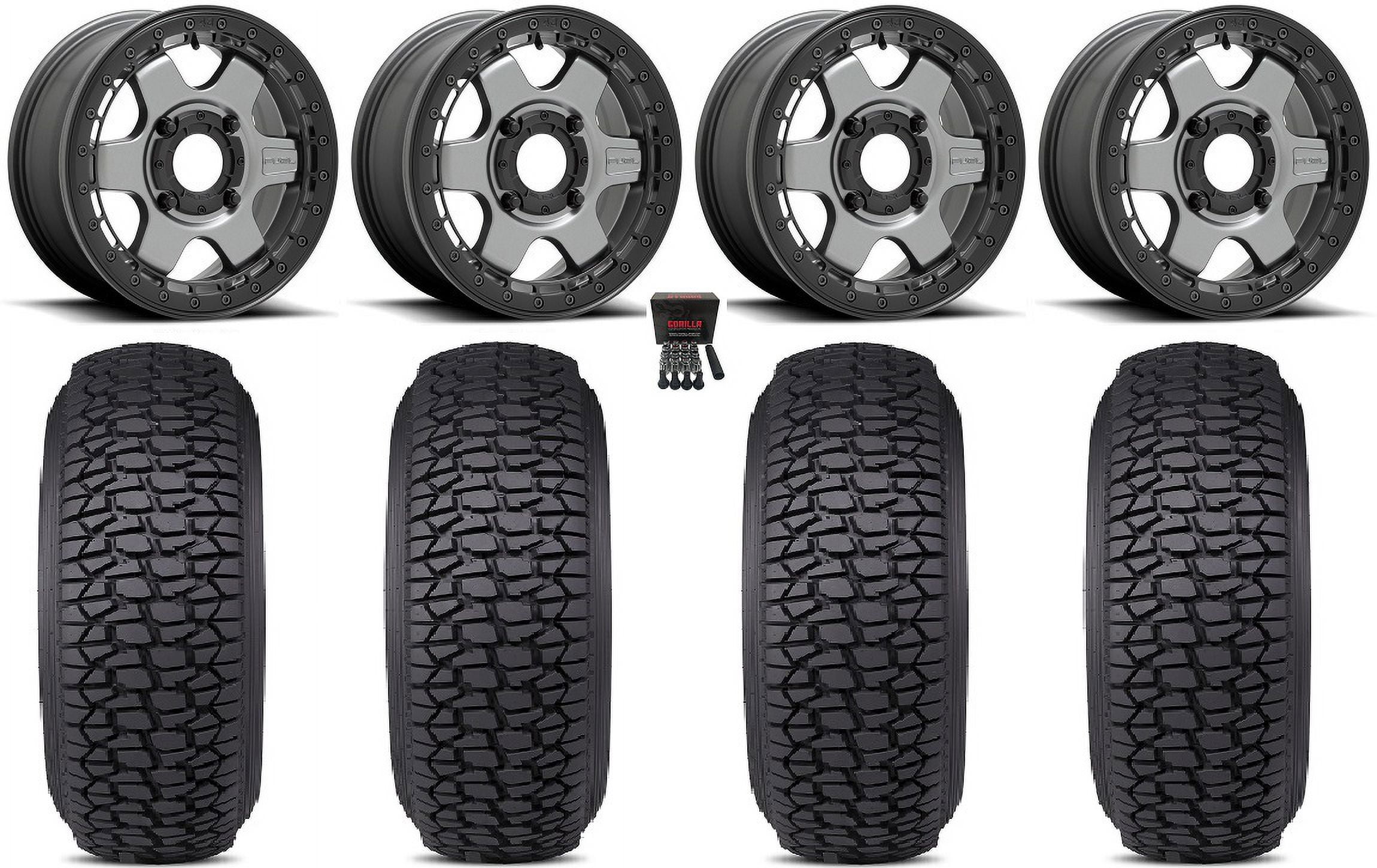 Fuel Block Beadlock 15" Wheels Gunmetal 33" Regulator 2 Tires Can-Am ...