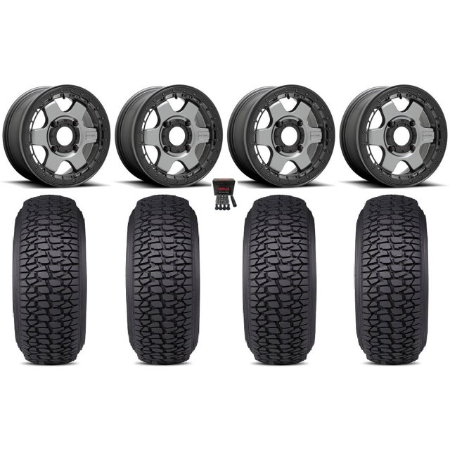 Fuel Block Beadlock 15" Wheels Gunmetal 33" Regulator 2 Tires Can-Am ...