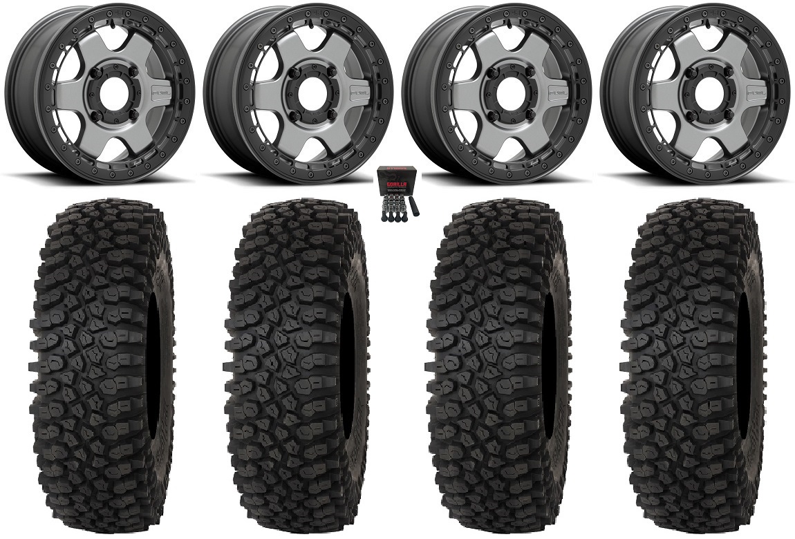 Fuel Block Beadlock 15" Wheels Gunmetal 35" Roctane ST Tires Kawasaki ...