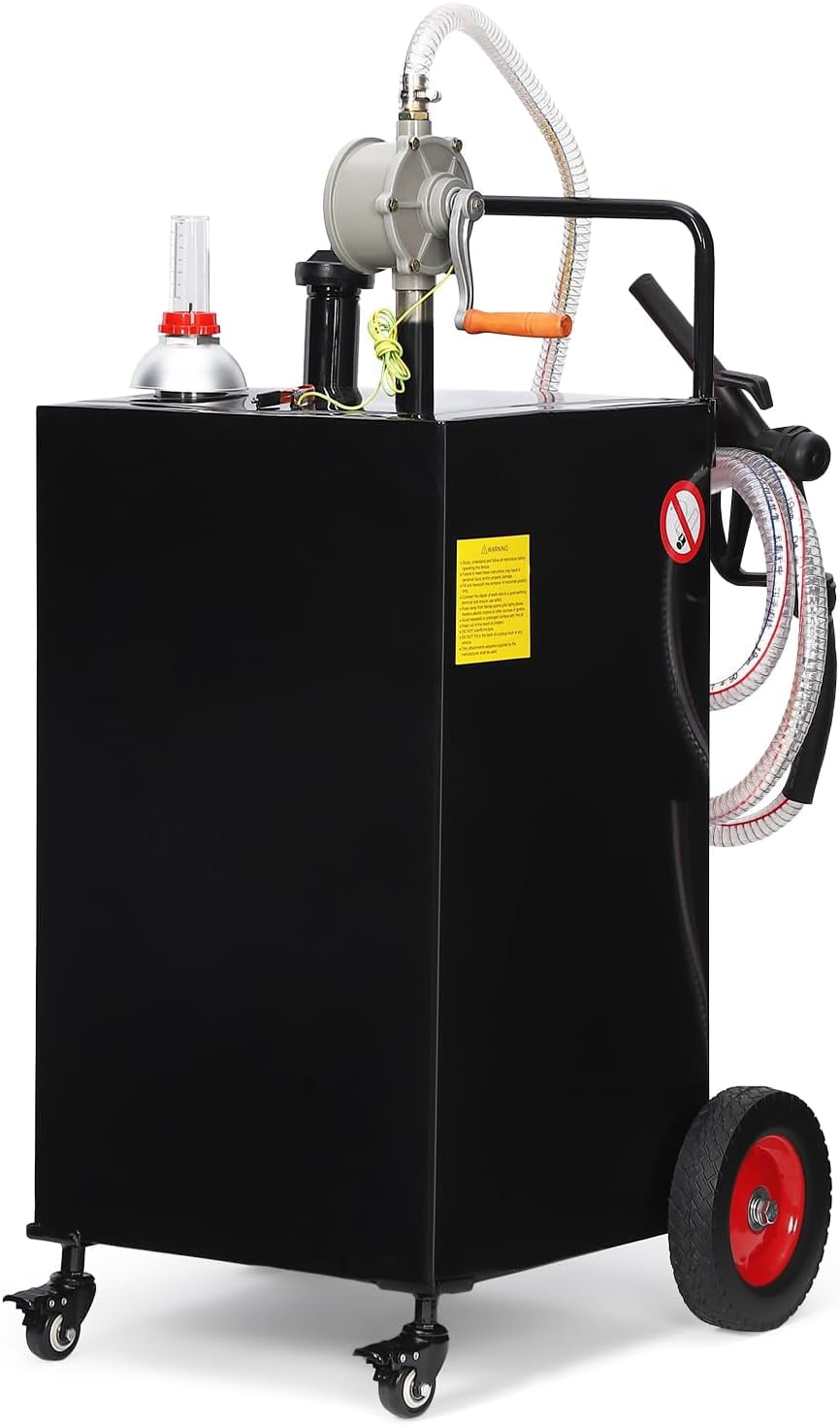 Fuel Caddy, 30 Gallon Portable Gas Storage Tank On 4 Wheels with Manual ...