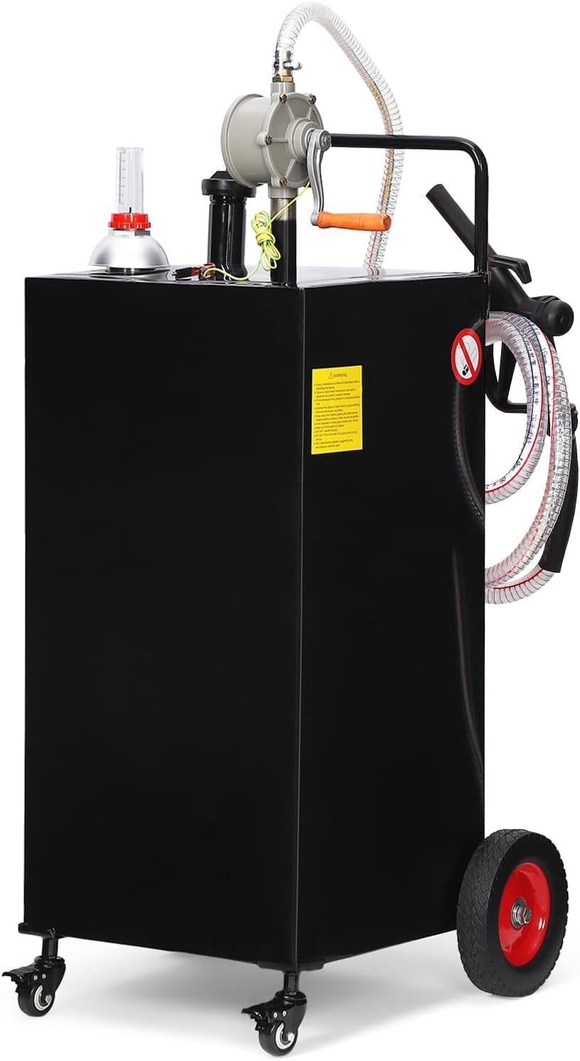 Fuel Caddy, 35 Gallon Portable Gas Storage Tank On 4 Wheels with Manual ...