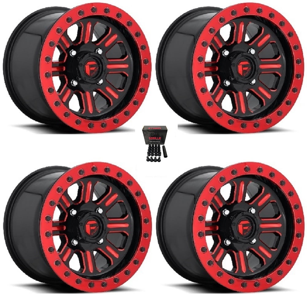 Fuel Hardline Beadlock 15x10 Wide Wheels Red Can-Am Maverick X3 / Honda ...