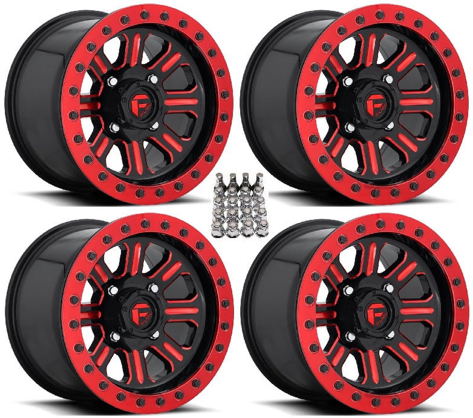 Fuel Hardline Beadlock 15x7/15x10 ATV Wheels Red Sportsman 550 850 1000 ...