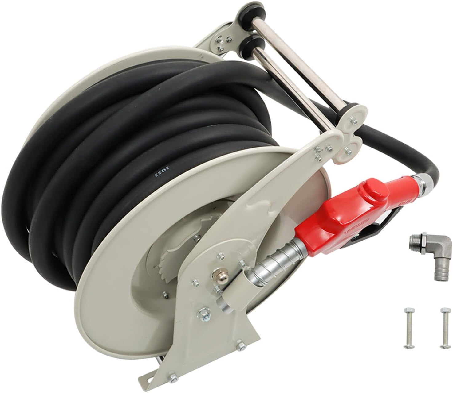 Fuel Hose Reel with Fueling Nozzle, 1 x 50FT Retractable Fueling Reel ...