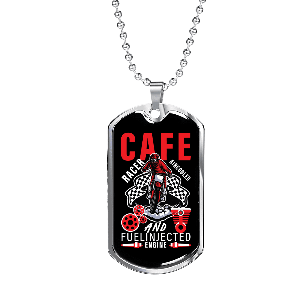 Fuel Injected Engine Biker Necklace Stainless Steel or 18k Gold Dog Tag ...