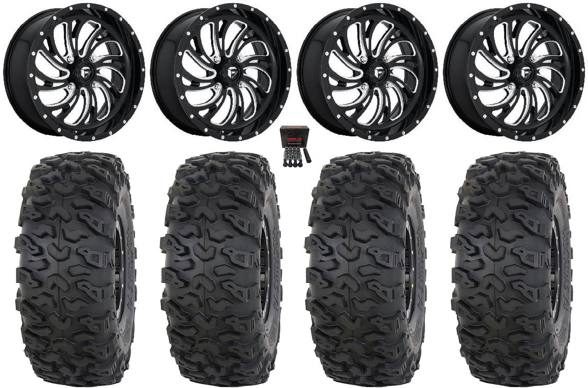 Fuel Kompressor 18" Wheels Black 37" Roctane T4 Tires Polaris RZR XP ...