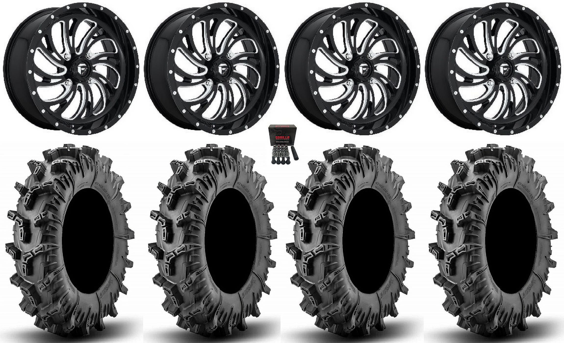 Fuel Kompressor 22" Wheels Bk 35" Terminator Max Tires Polaris RZR XP ...
