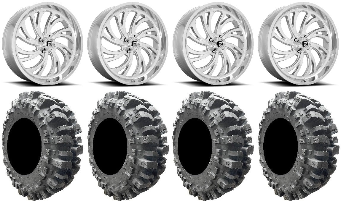 Fuel Kompressor Polished 20" Wheels 33" Bogger Tires Polaris RZR XP ...