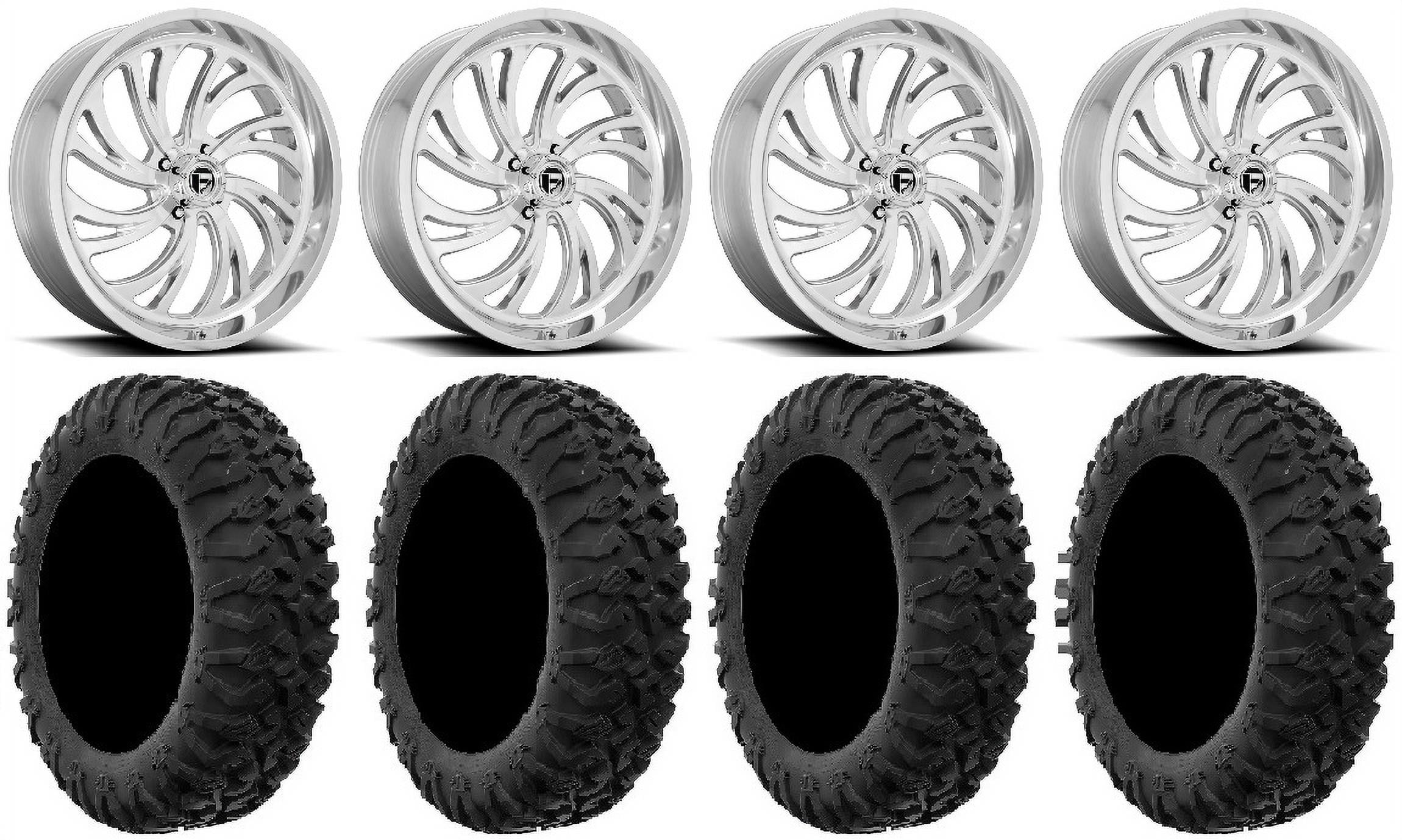 Fuel Kompressor Polished 20" Wheels 33" MotoClaw Tires Sportsman RZR ...