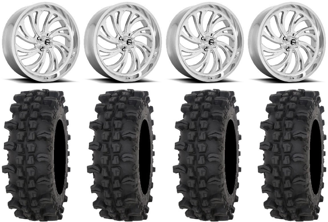 Fuel Kompressor Polished 22" Wheels 37" ACP Tires Kawasaki Teryx Mule ...