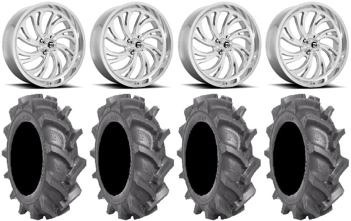 Fuel Kompressor Polished 24" Wheels 40" BKT AT 171 Tires Sportsman RZR ...