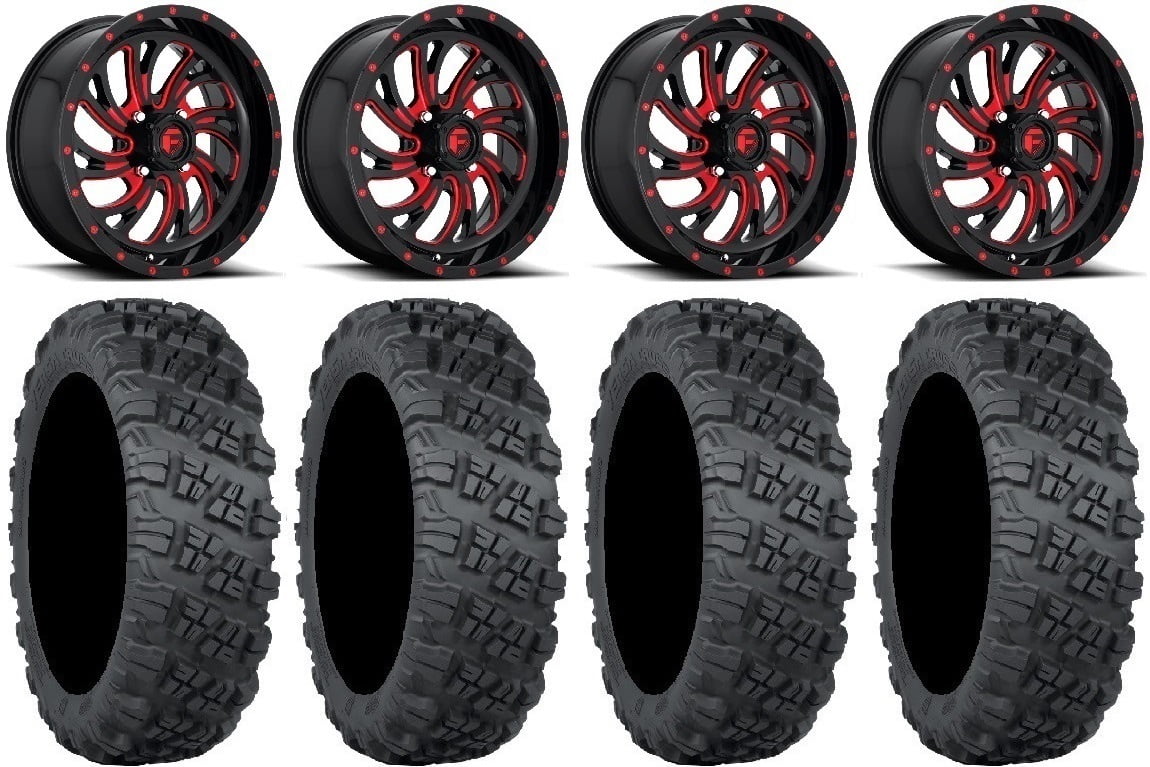 Fuel Kompressor Red 18" Wheels 28" Versa Cross V3 Tires Sportsman RZR ...