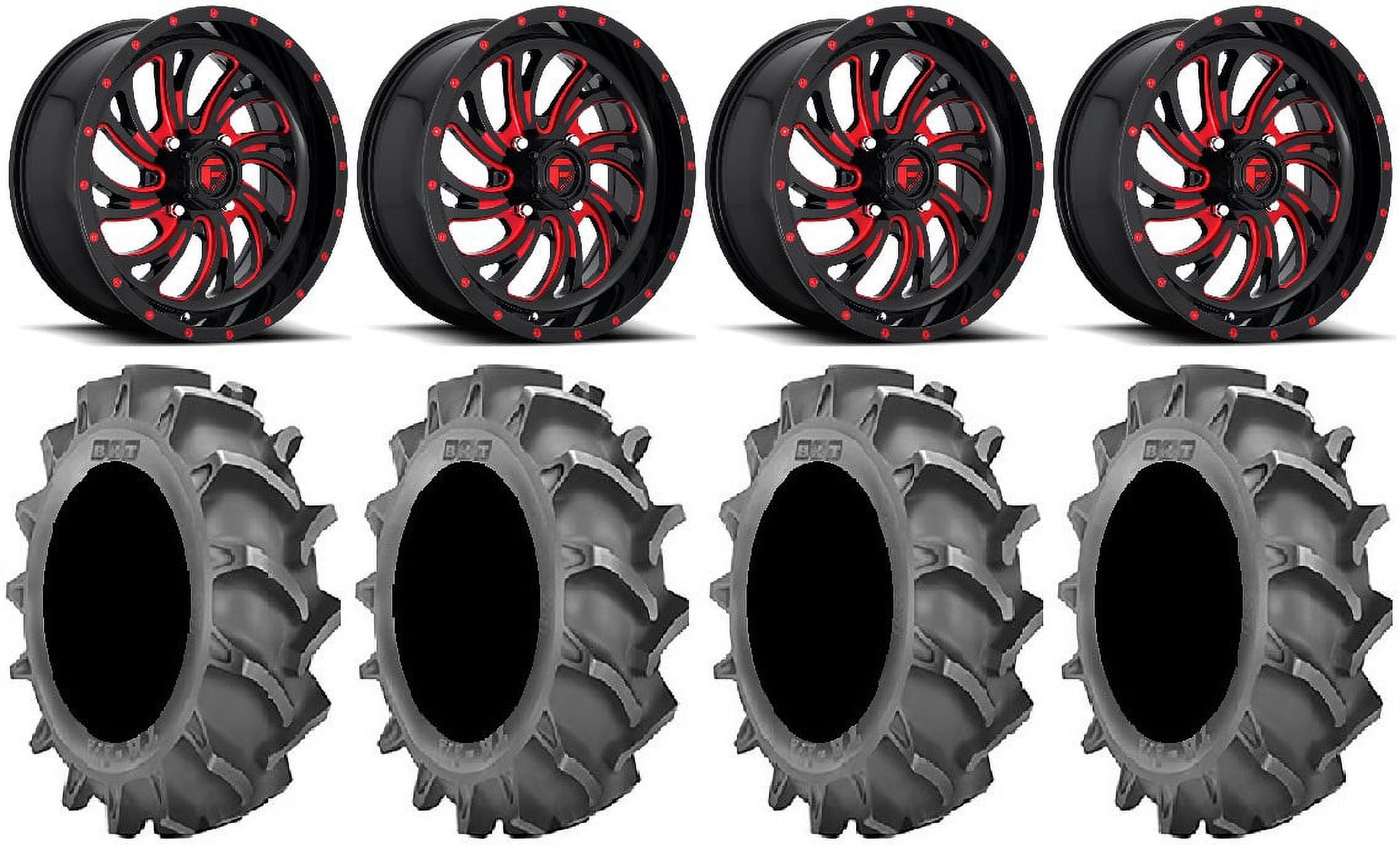 Fuel Kompressor Red 18" Wheels 33x8 (4ply) BKT 171 Tires Polaris RZR XP ...