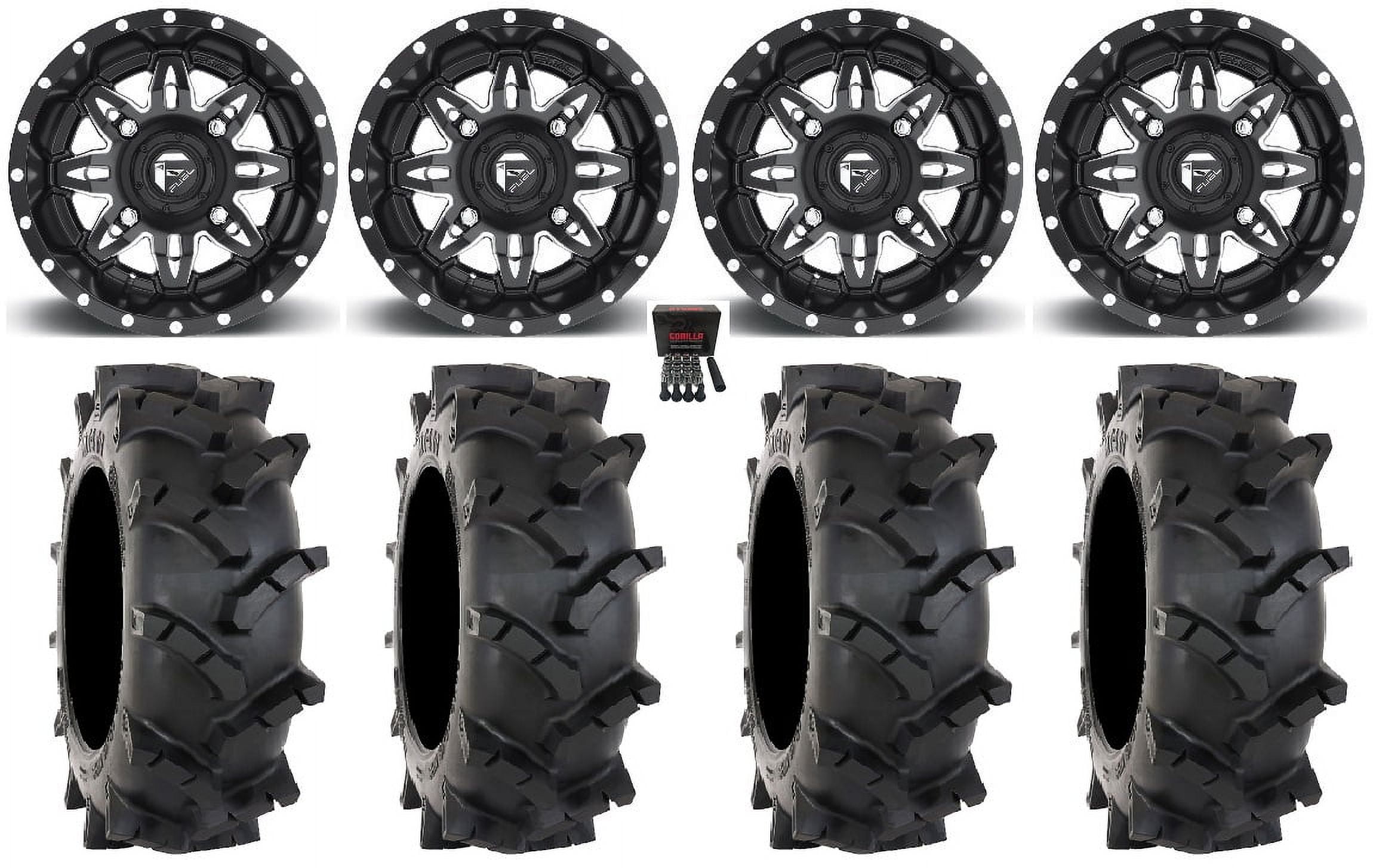 Fuel Lethal 14" Wheels Black 30" MT410 Tires Polaris RZR XP 1000 / PRO ...