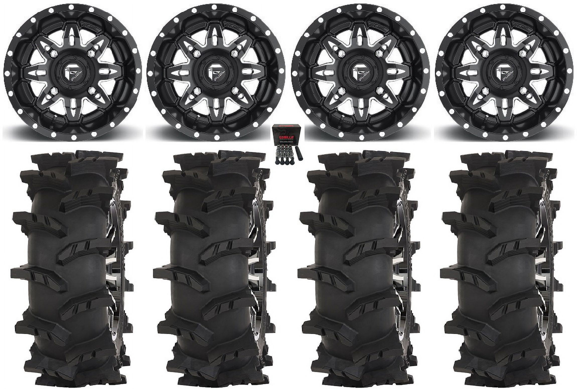 Fuel Lethal 14" Wheels Black 30" Outlaw Max Tires Kawasaki Mule Pro FXT ...