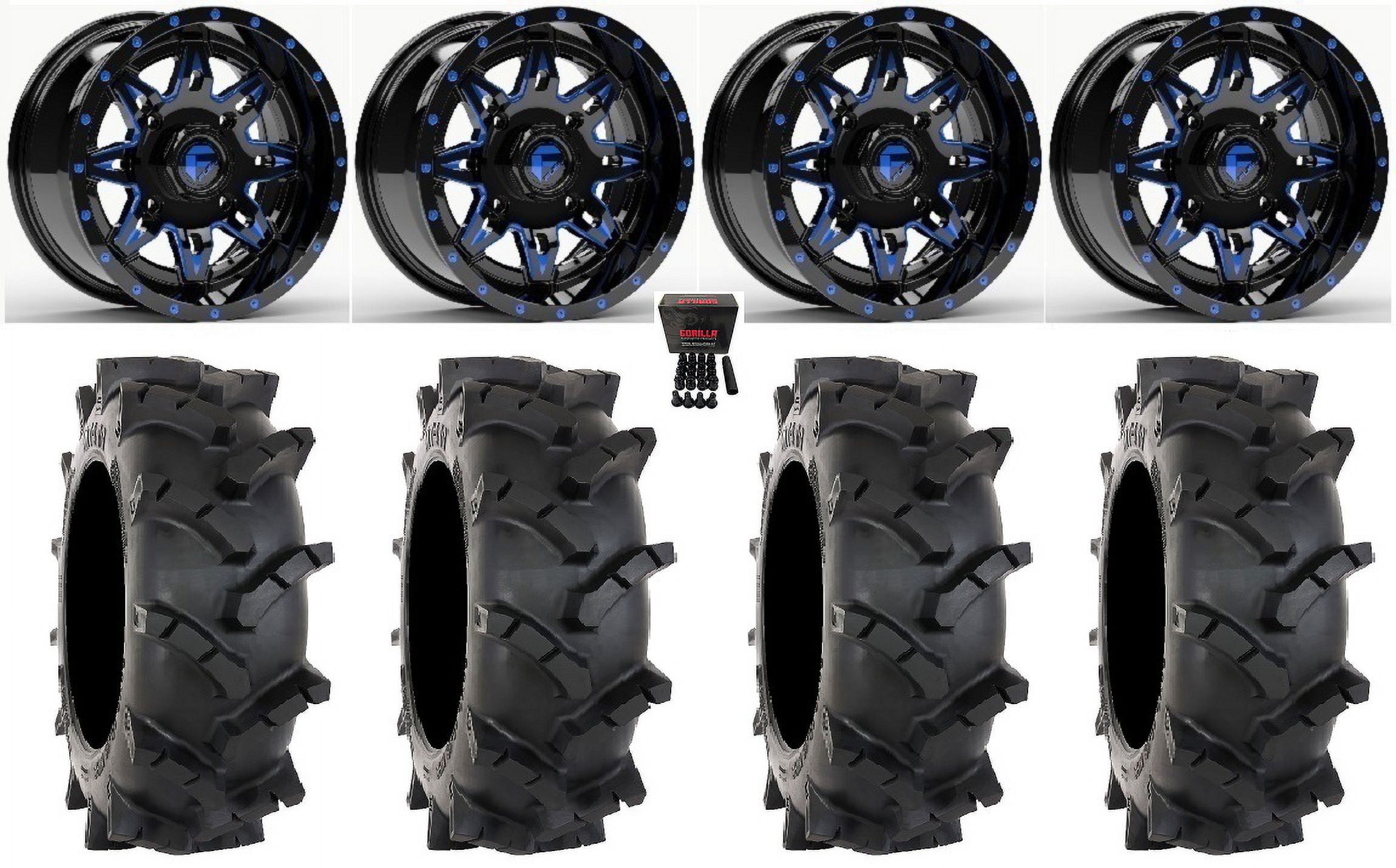 Fuel Lethal 14" Wheels Blue 30" MT410 Tires Polaris RZR XP 1000 / PRO ...