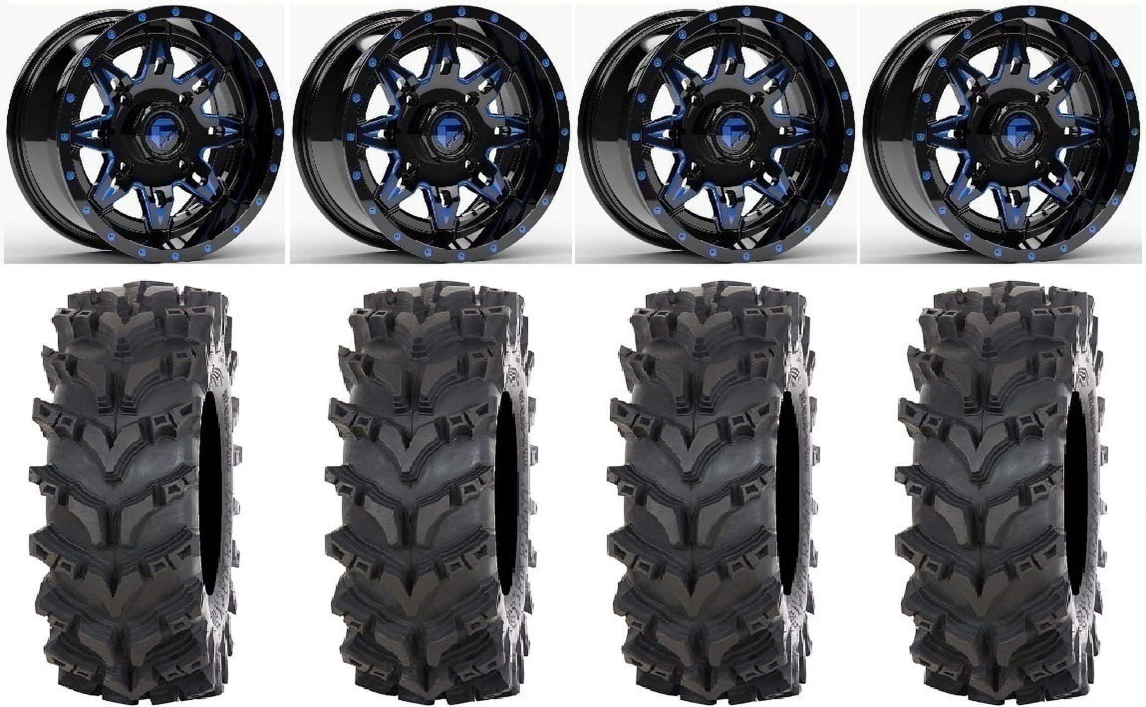 Fuel Lethal 14" Wheels Blue 30" Out&Back Max Tires Kawasaki Mule Pro ...