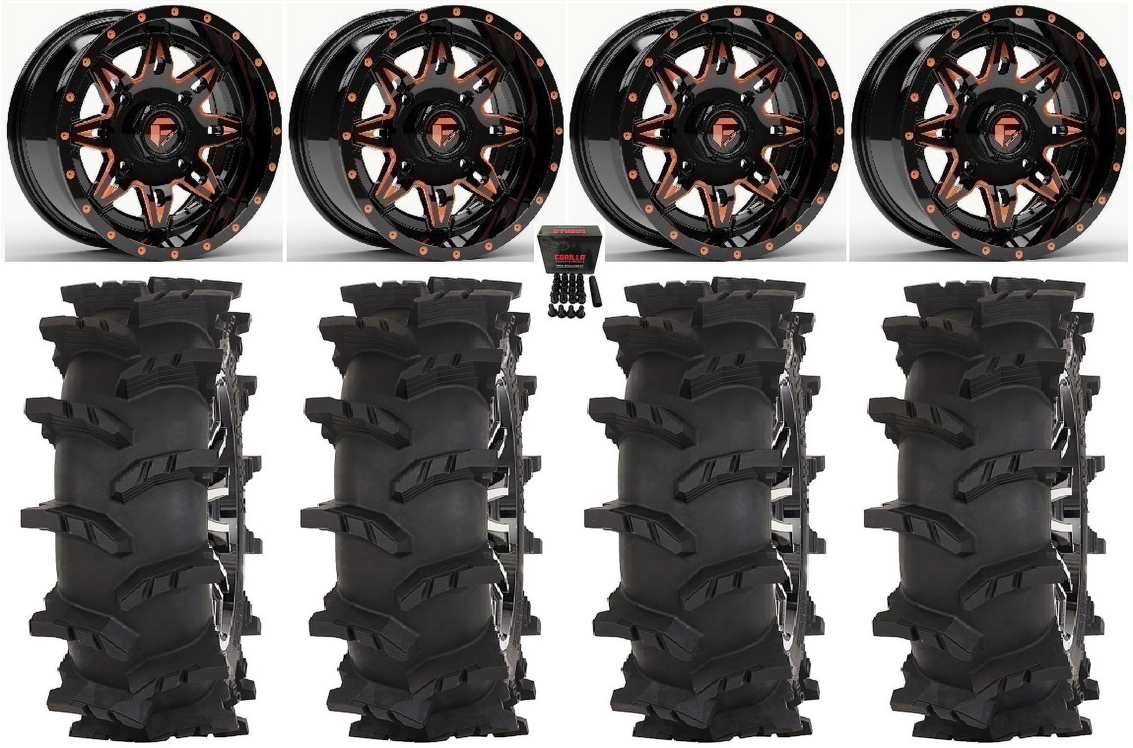 Fuel Lethal 14" Wheels Orange 30" Outlaw Max Tires Kawasaki Mule Pro ...