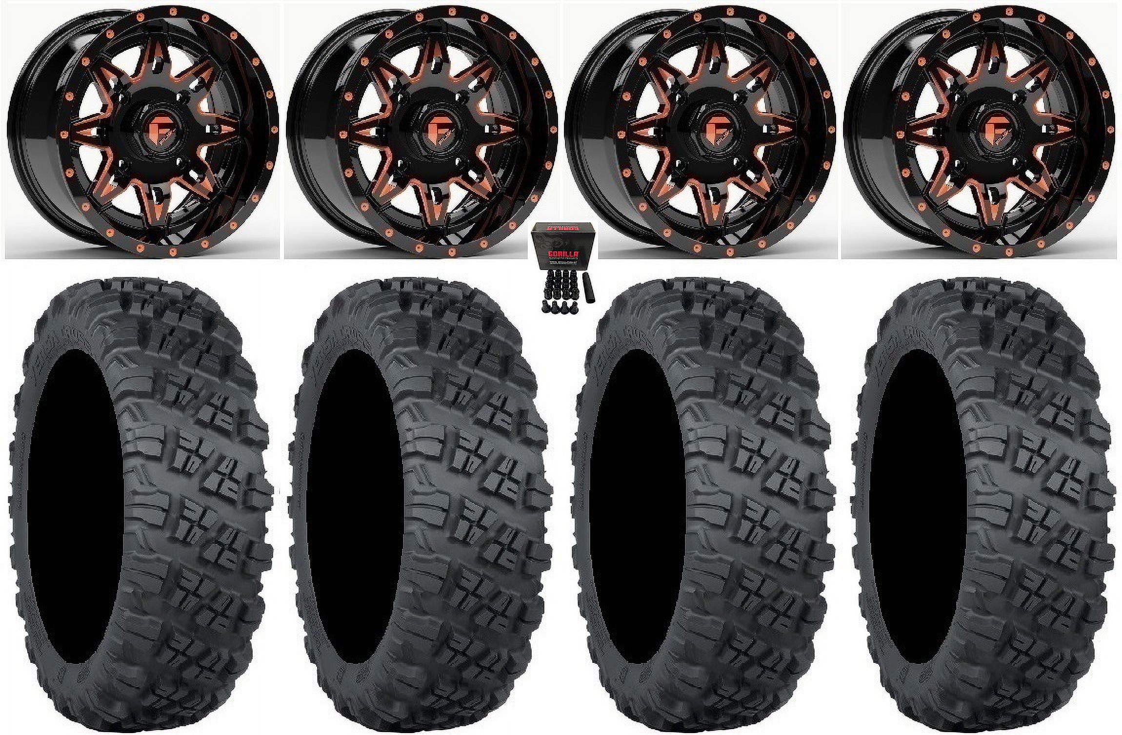 Fuel Lethal 14" Wheels Orange 30" Versa Cross V3 Tires Polaris RZR XP ...