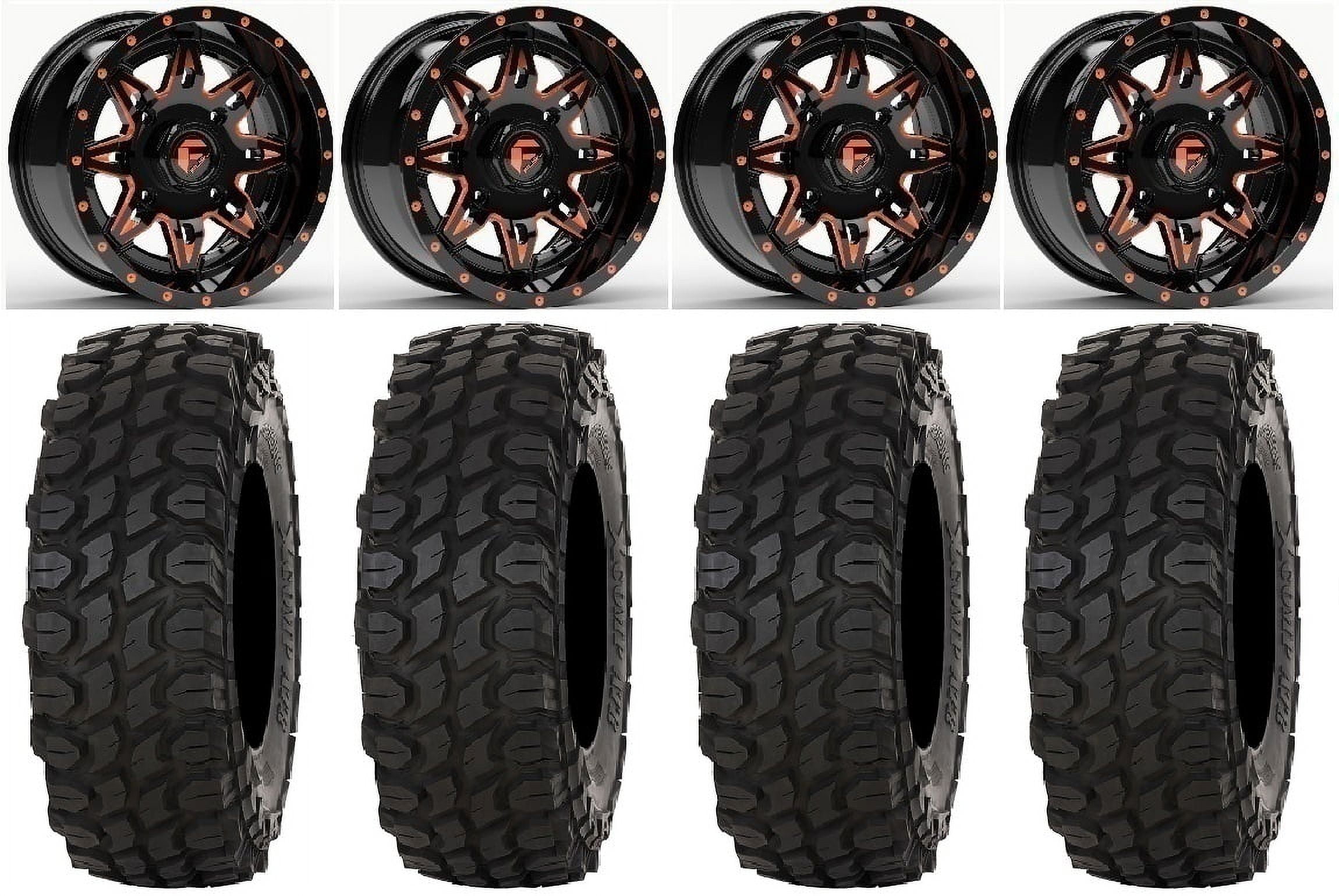 Fuel Lethal 14" Wheels Orange 30" XComp ATR Tires Kawasaki Mule Pro FXT ...