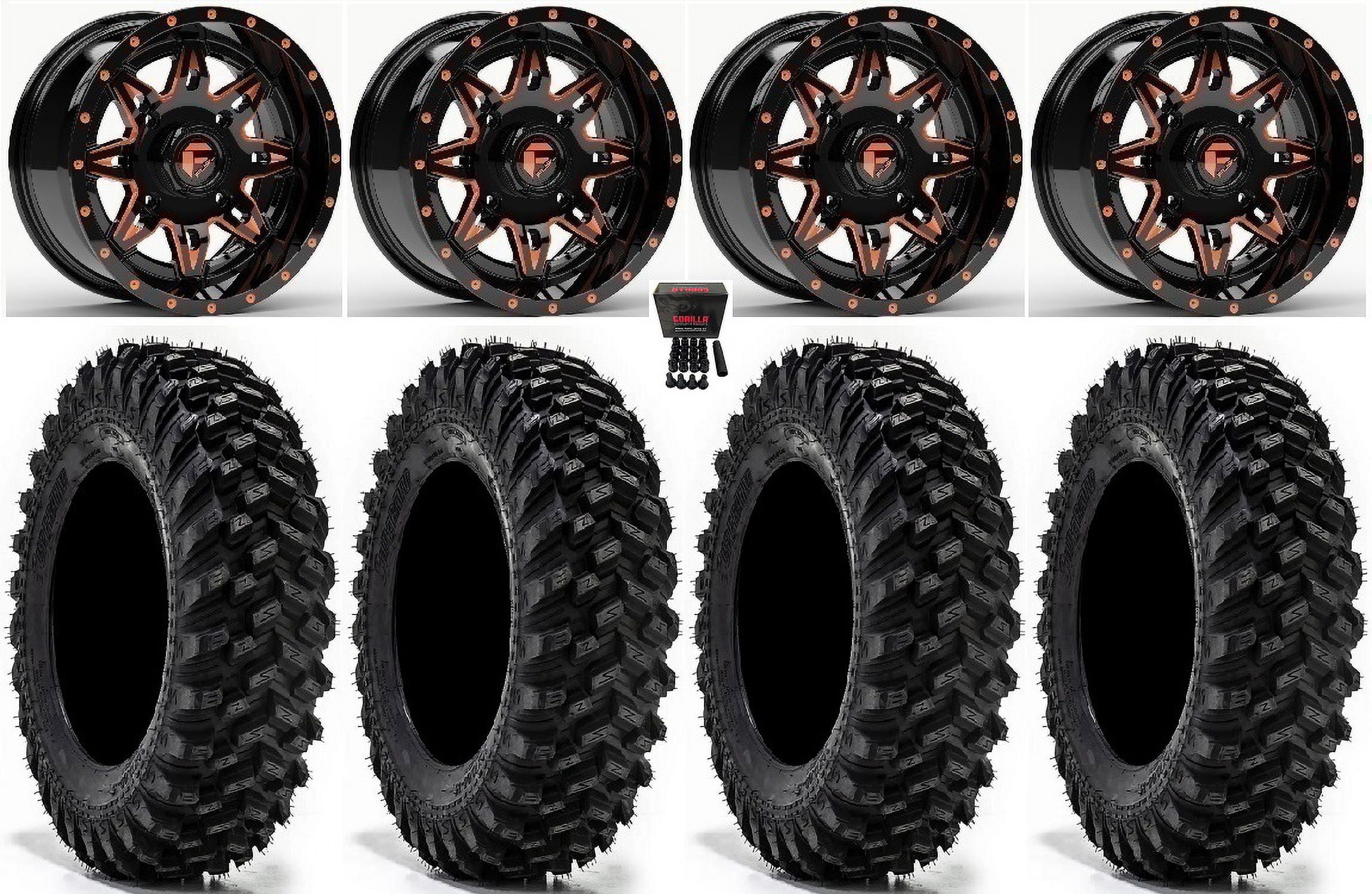 Fuel Lethal 14" Wheels Orange 34" Warrior XT Tires Polaris RZR XP 1000 ...
