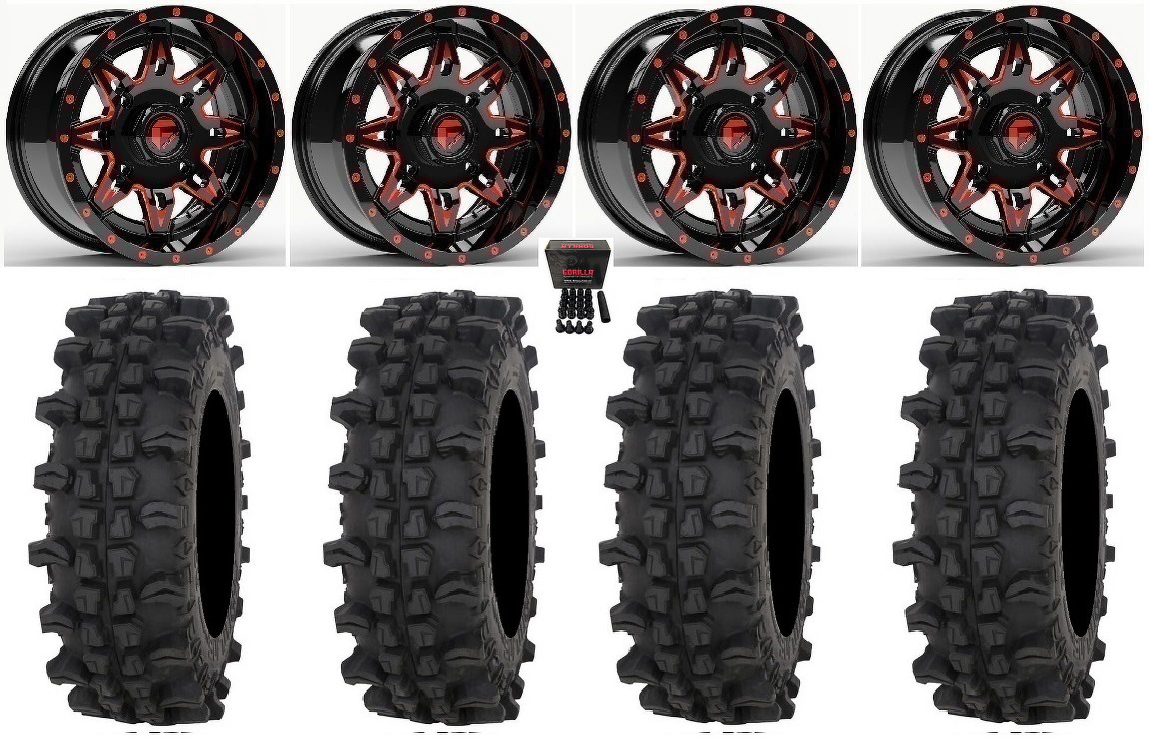 Fuel Lethal 14" Wheels Red 27" ACP Tires Kawasaki Mule Pro FXT ...