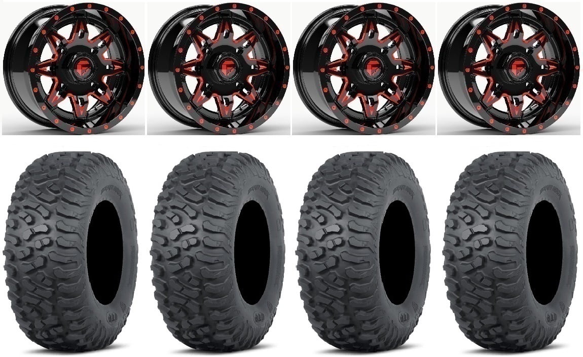 Fuel Lethal 14" Wheels Red 27" Terra Hook Tires Polaris RZR XP 1000 ...