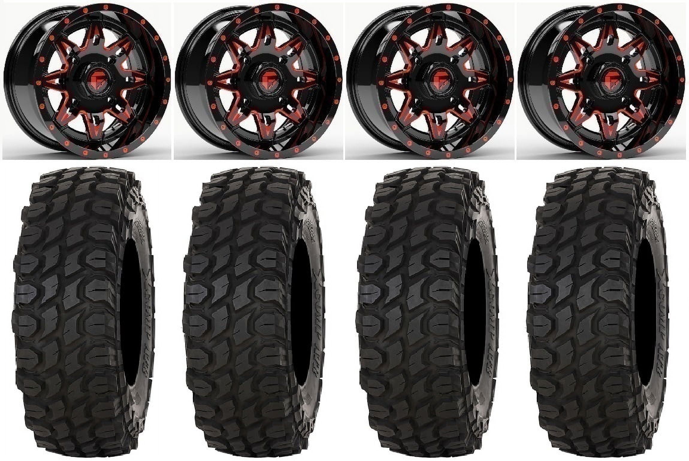 Fuel Lethal 14" Wheels Red 28" XComp ATR Tires Polaris RZR XP 1000 ...