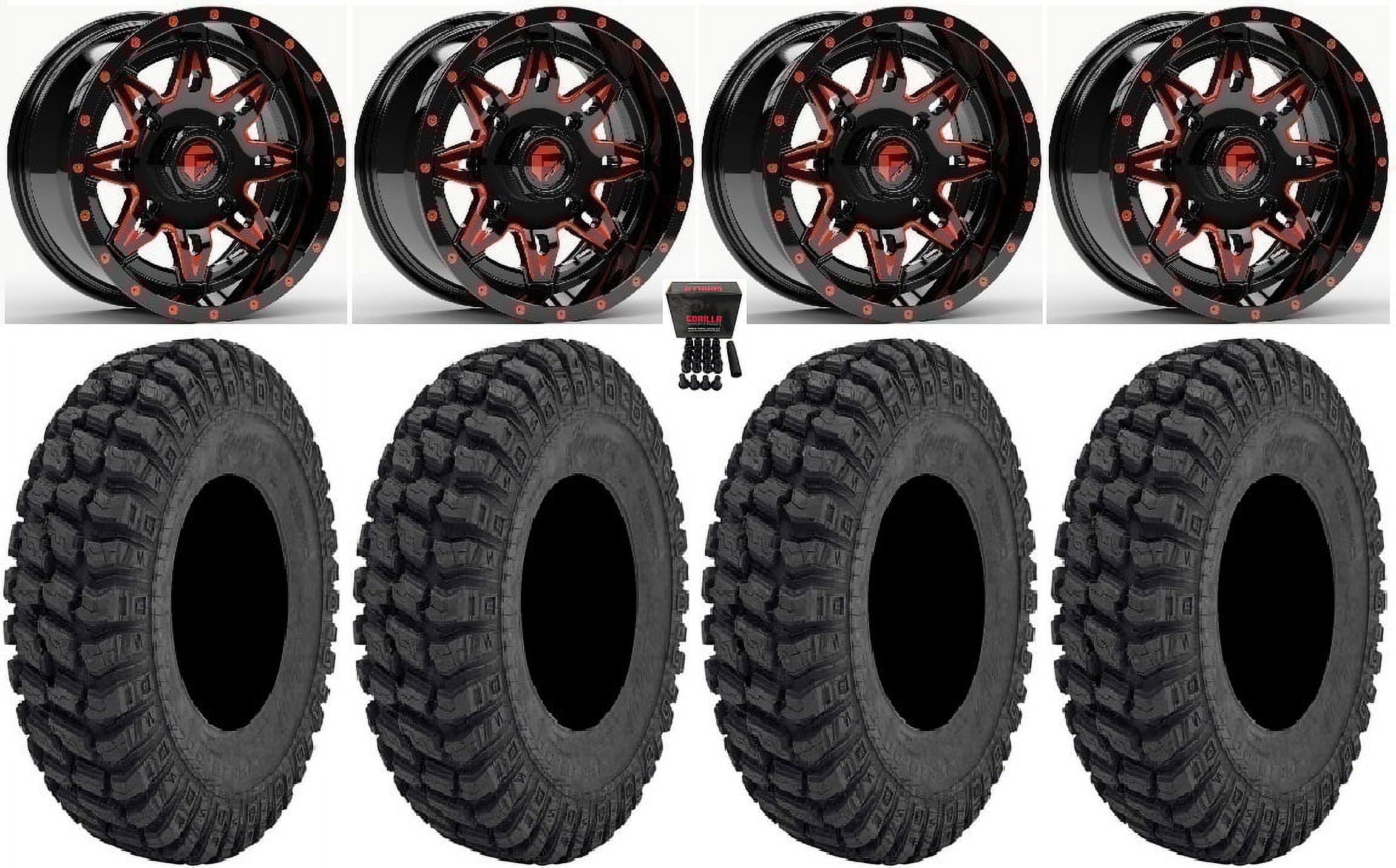 Fuel Lethal 14" Wheels Red 30" Warrior AT Tires Kawasaki Mule Pro FXT ...