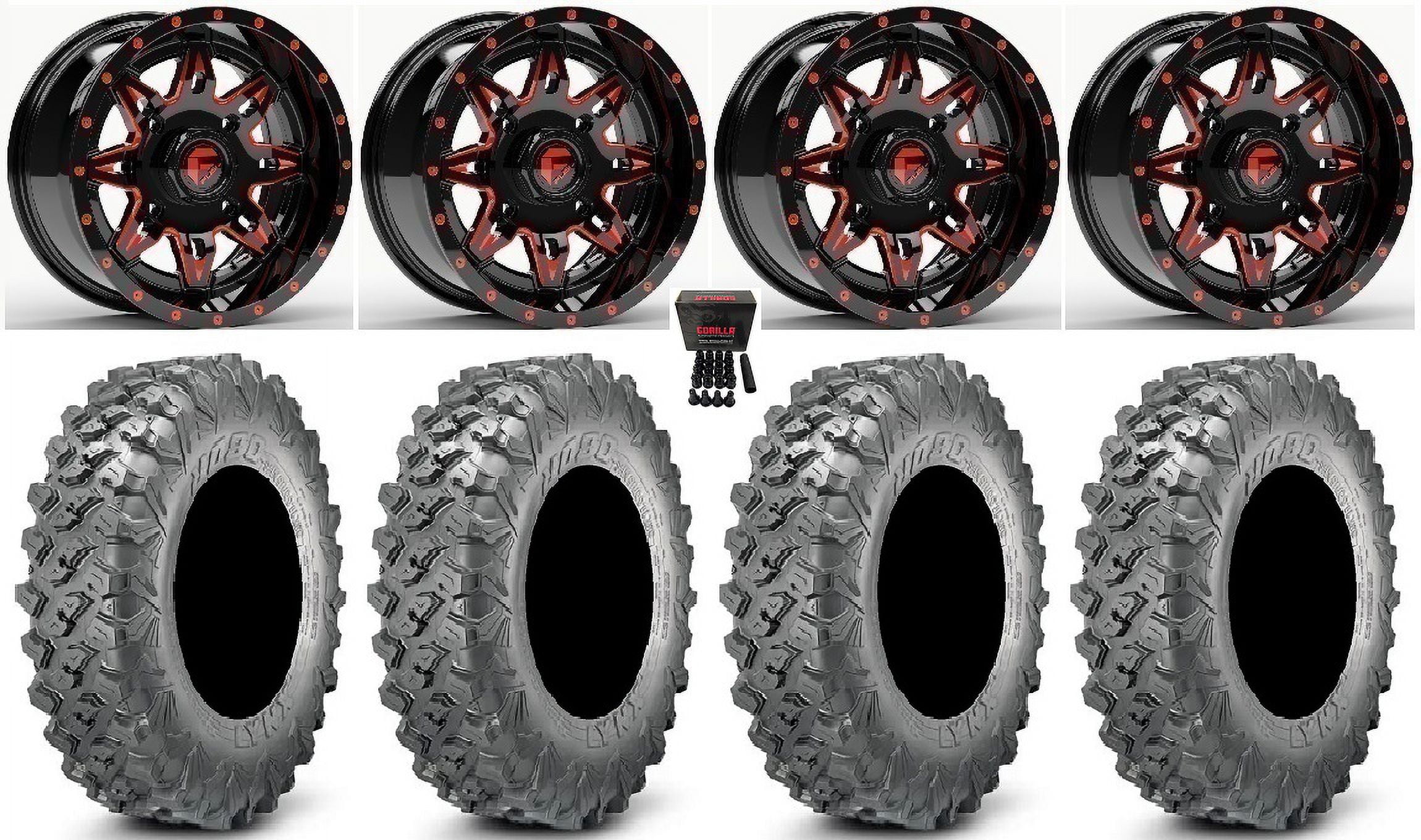 Fuel Lethal 14" Wheels Red 32" Lynx SXS Tires Polaris RZR XP 1000 / PRO ...