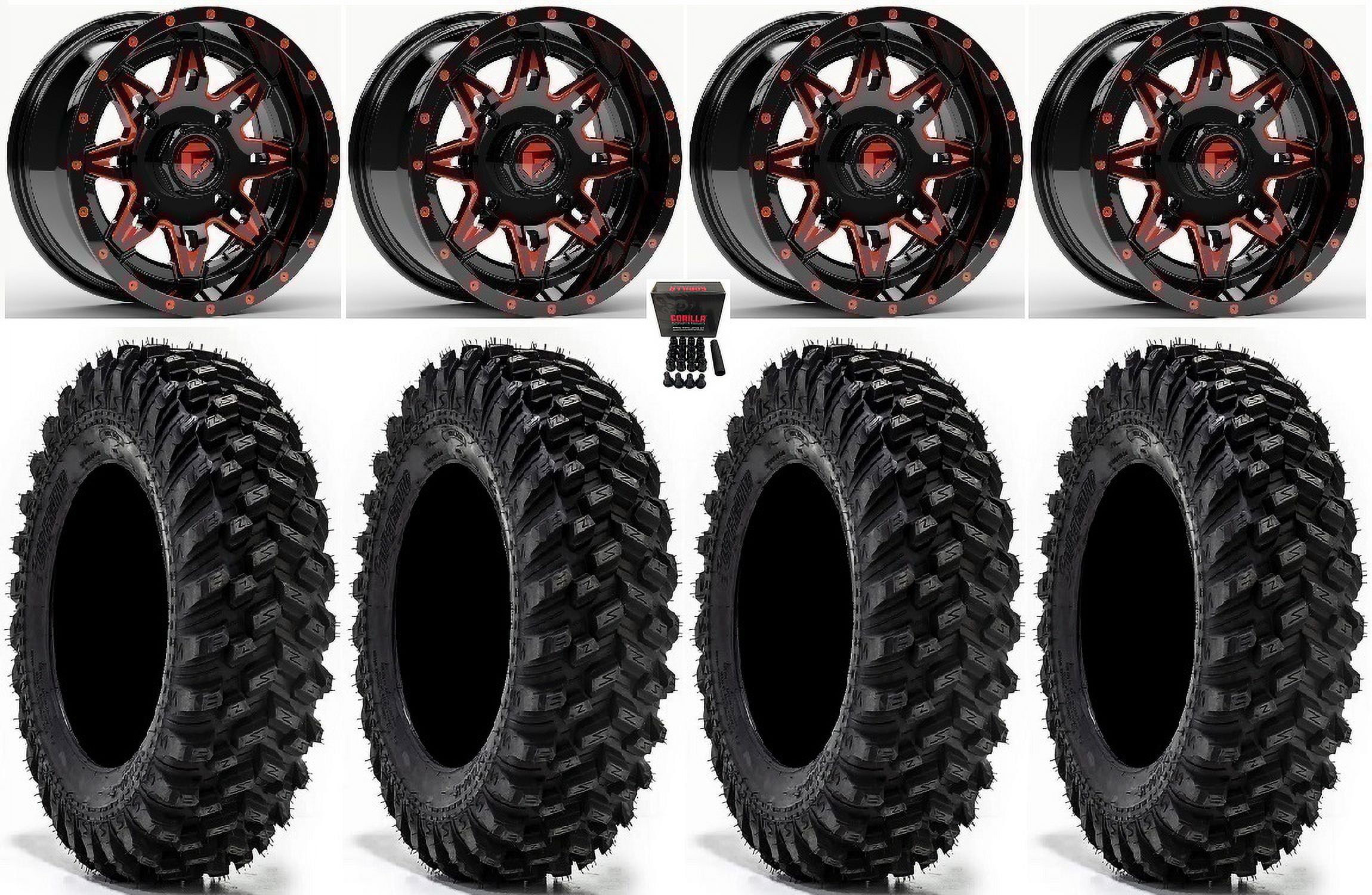Fuel Lethal 14" Wheels Red 32" Warrior XT Sticky Tires Sportsman RZR ...