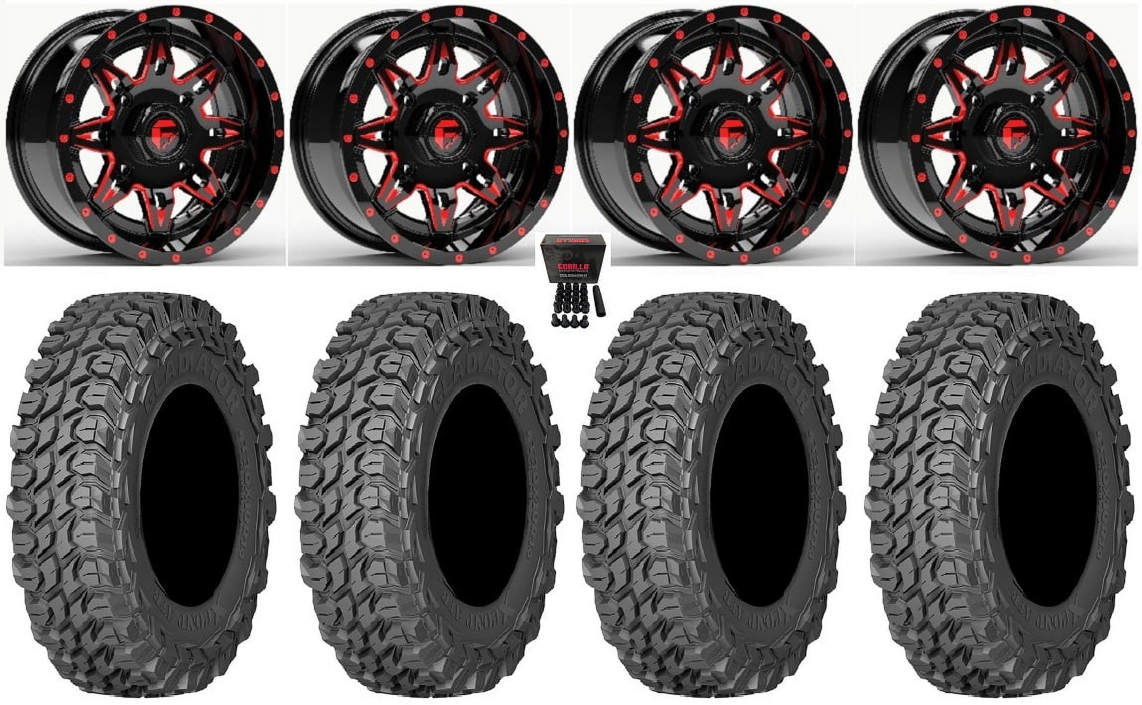 Fuel Lethal 14" Wheels Red 32" X Comp ATR Tires Polaris RZR XP 1000 ...